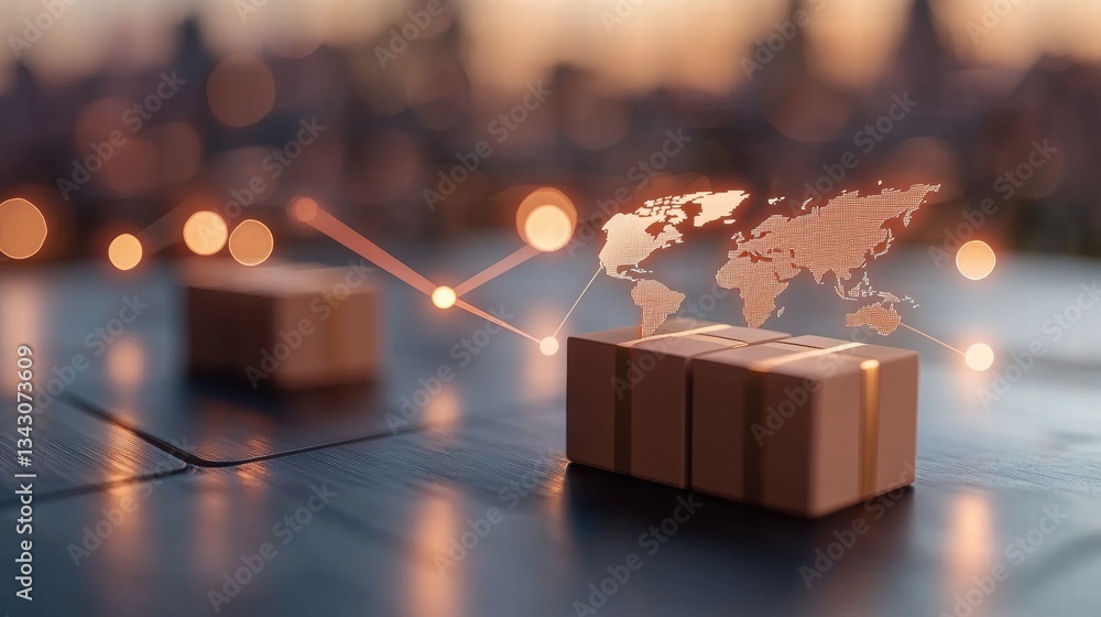 logistic Global Distribution Network Map A 3D representation of a ...