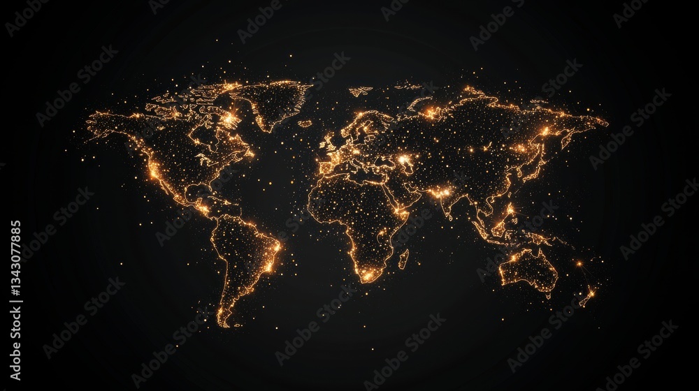 global Network Nodes Connection Network nodes and connections spanning ...