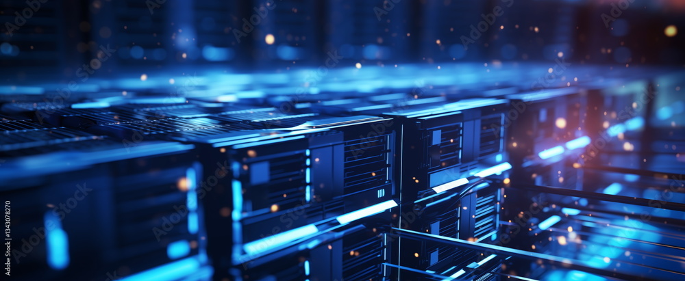 State of the art data center and network devices in high performance operation. Servers and ...