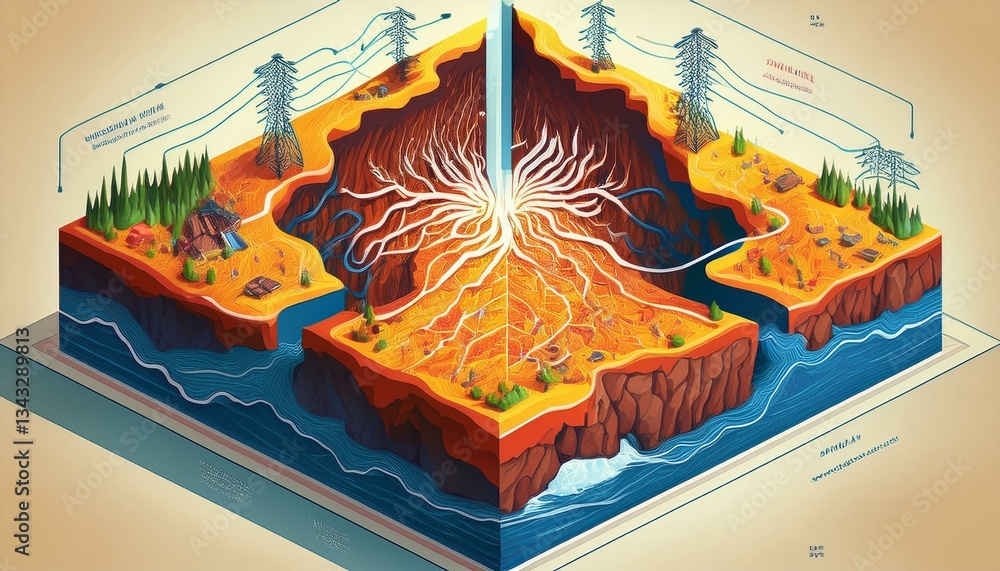 seismic activity diagram isometric earth crust compression shear and ...