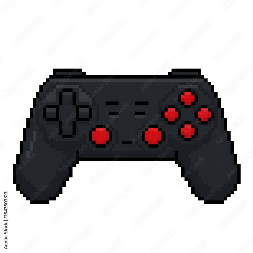 Pixel art game controller with red buttons for retro gaming Stock Illustration | Adobe Stock