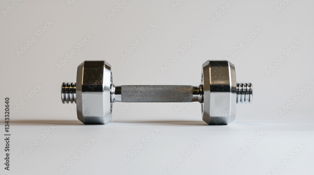 A single steel dumbbell with smooth weight plates and a textured ...