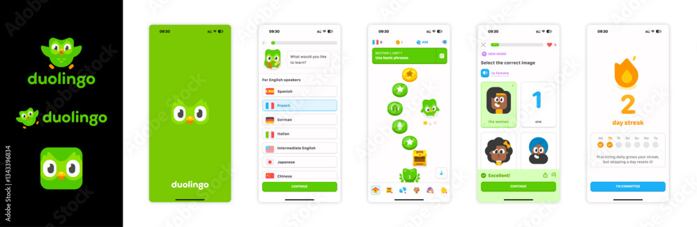 Duolingo language-learning app, social media app template. with Duolingo mockup, Duolingo ...