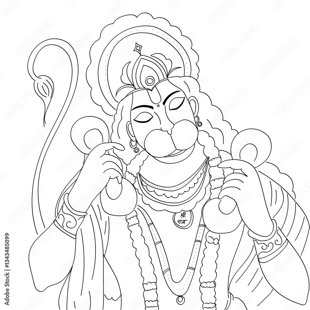 Lord Hanuman line Drawing - Hanuman also known as Maruti, Bajrangabali ...