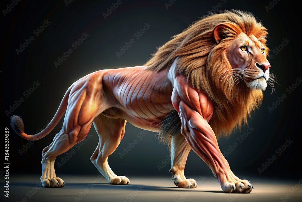3D Render: Lion Biceps Femoris Muscle Anatomy - Medical Illustration ...