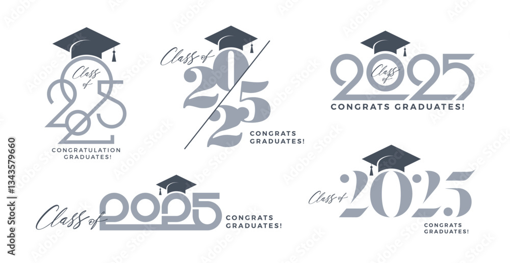 Стоковое векторное изображение «Set of logo for congrats graduates ...