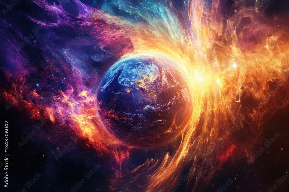 Creation Of The World Depicting Vibrant Chaos Before The Emergence Of Order In The Universe
