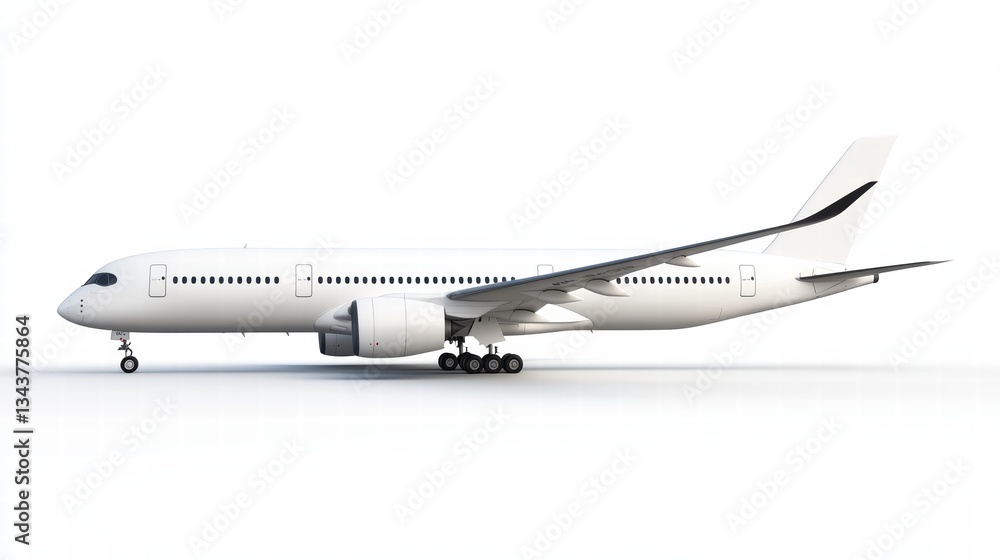 airplane airbus a350 series with white blank livery isolated on white ...