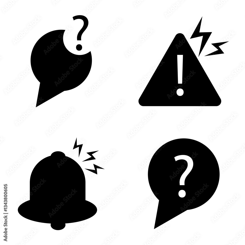 Communication Alert Icons: A collection of graphic icons, including ...