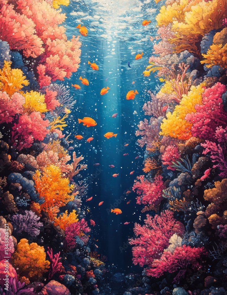 Underwater Adventure Connect the Dots and Coloring Page with Coral ...