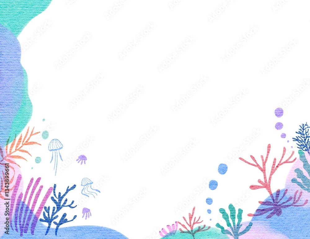 Under the sea - Colorful Watercolor painting on high quality paper ...