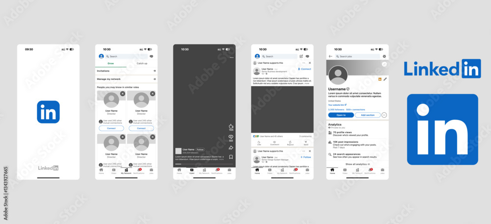 LinkedIn social media app template. iPhone 16e with LinkedIn mockup ...