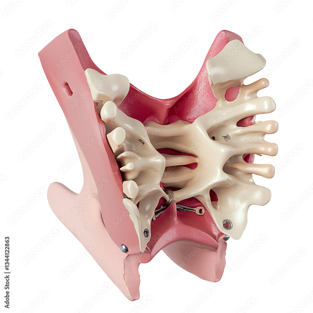 Anatomical model of the human body focusing on the cuneiform cartilage ...