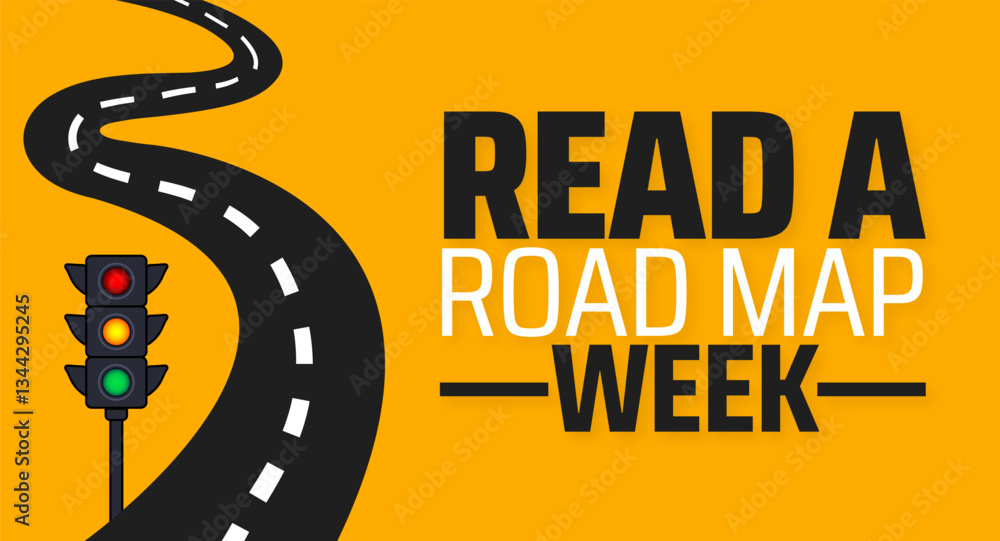 Read a Road Map Week background banner or poster design template ...