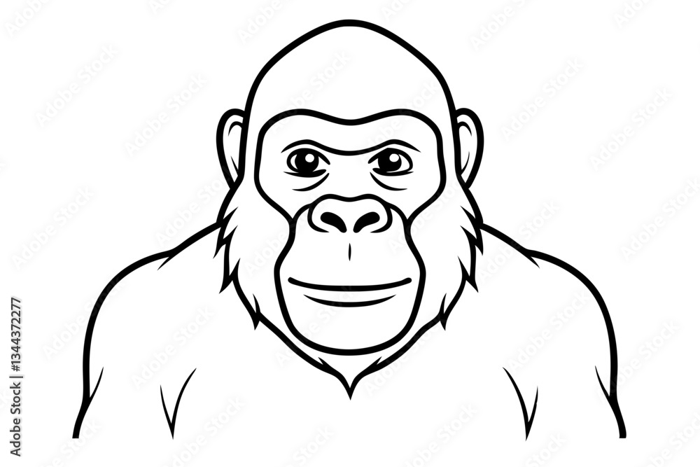 ape line art silhouette vector illustration Stock Vector | Adobe Stock