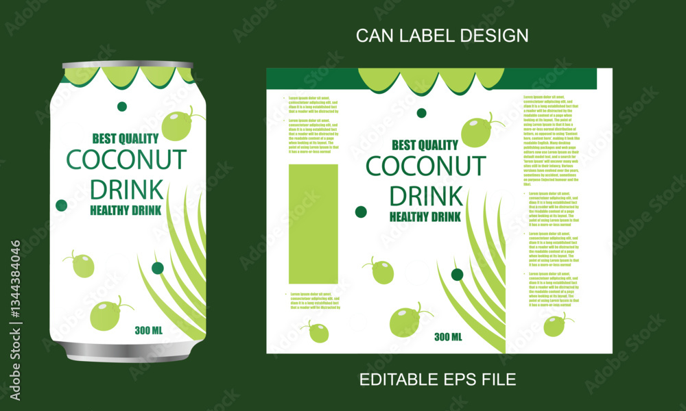 Coconut drink label design, healthy juice soft drink label design. Soda ...