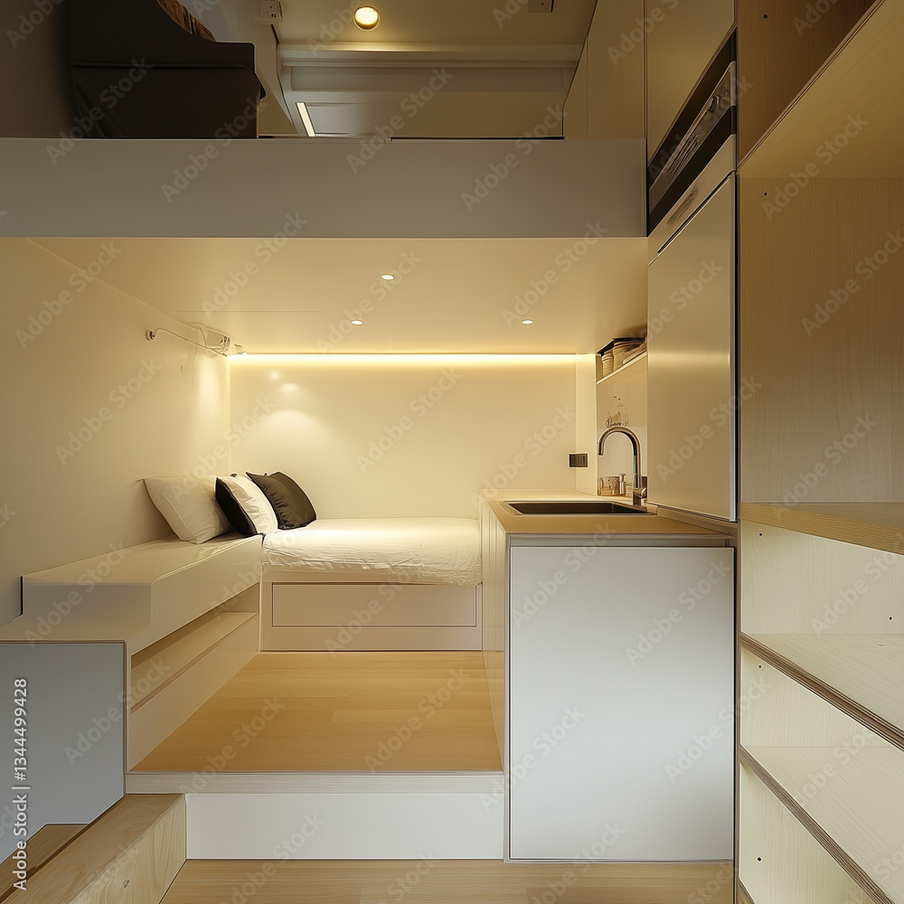 Micro-apartment clever design with urban space maximization, functional ...