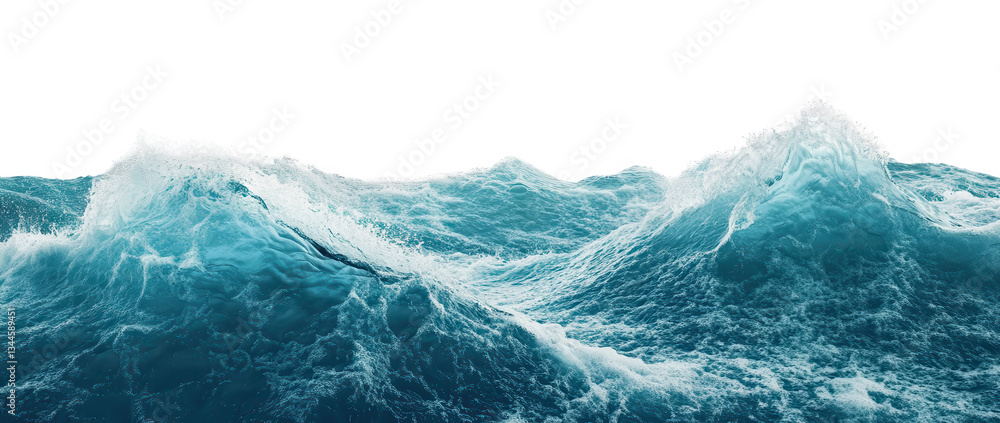 High-resolution image of stylized ocean waves with a clean, isolated ...