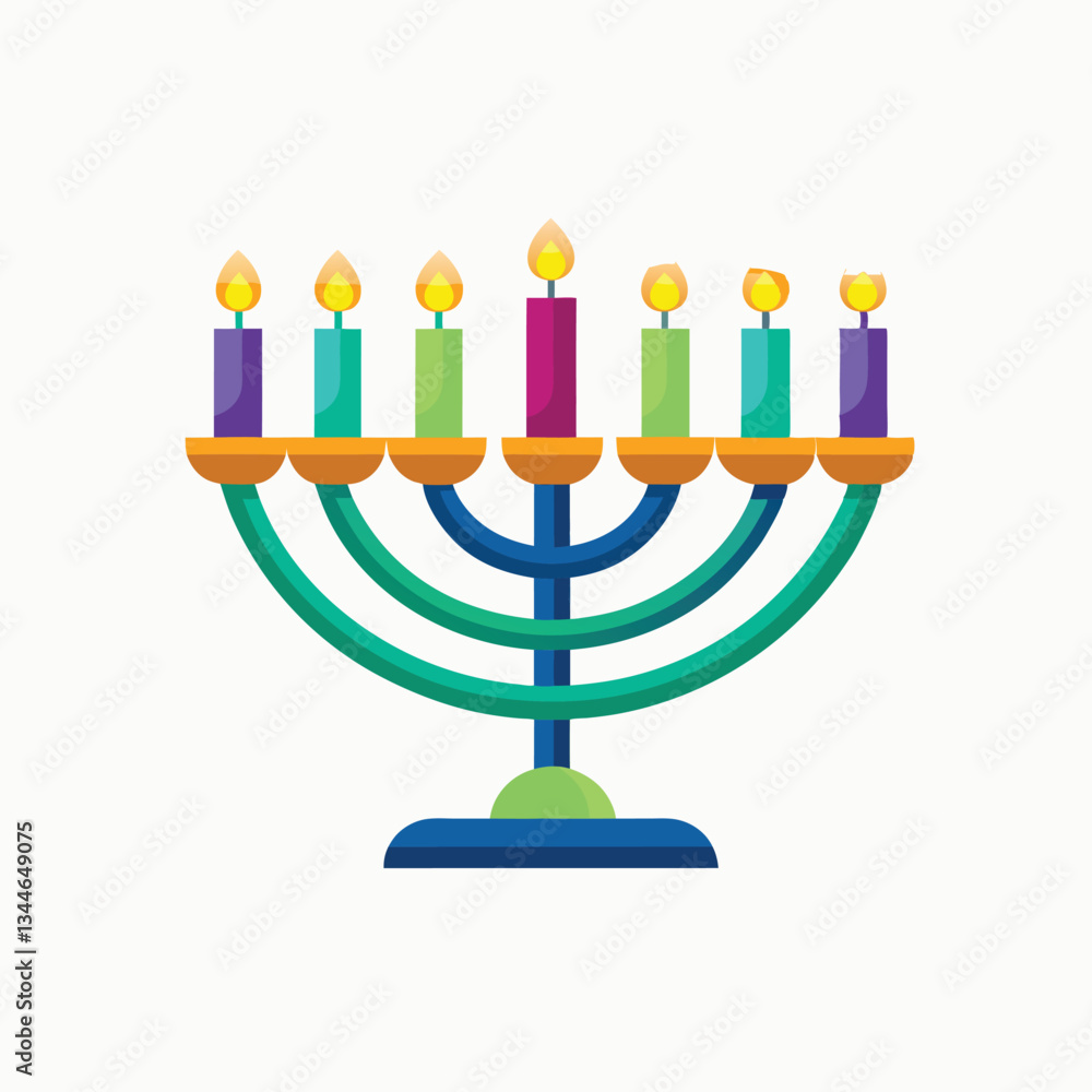 Hanukkah Menorah Isolated Coloring Page for Kids. Print the Jewish ...