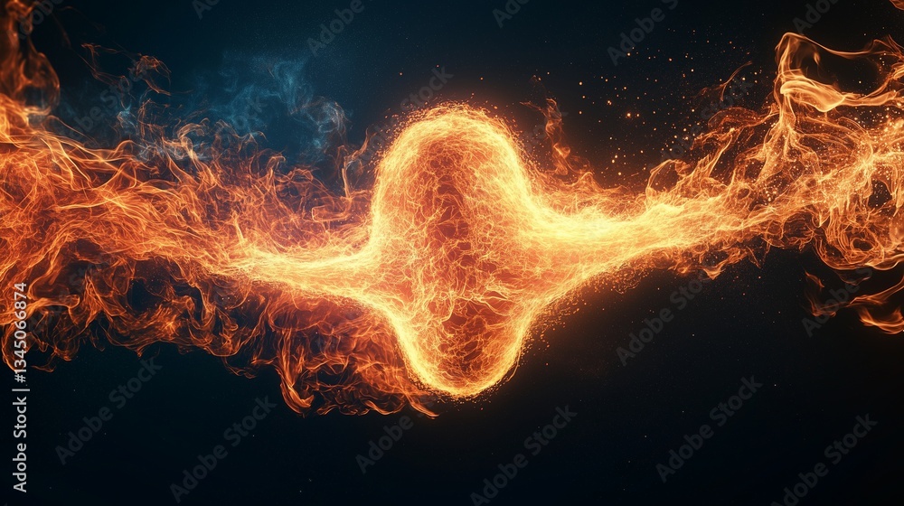 Fiery Digital Illustration of a Kiss Emoji, Romantic yet Intense Flames ...