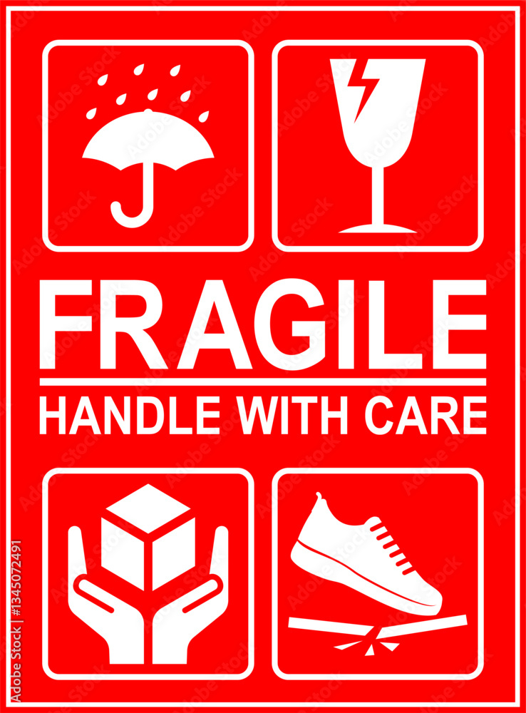 Vector de Stock Fragile package icons set, handle with care logistics and delivery shipping ...