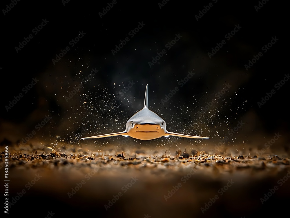 Baby Shark for Sandy Seabed, Night. Stock Photo | Adobe Stock