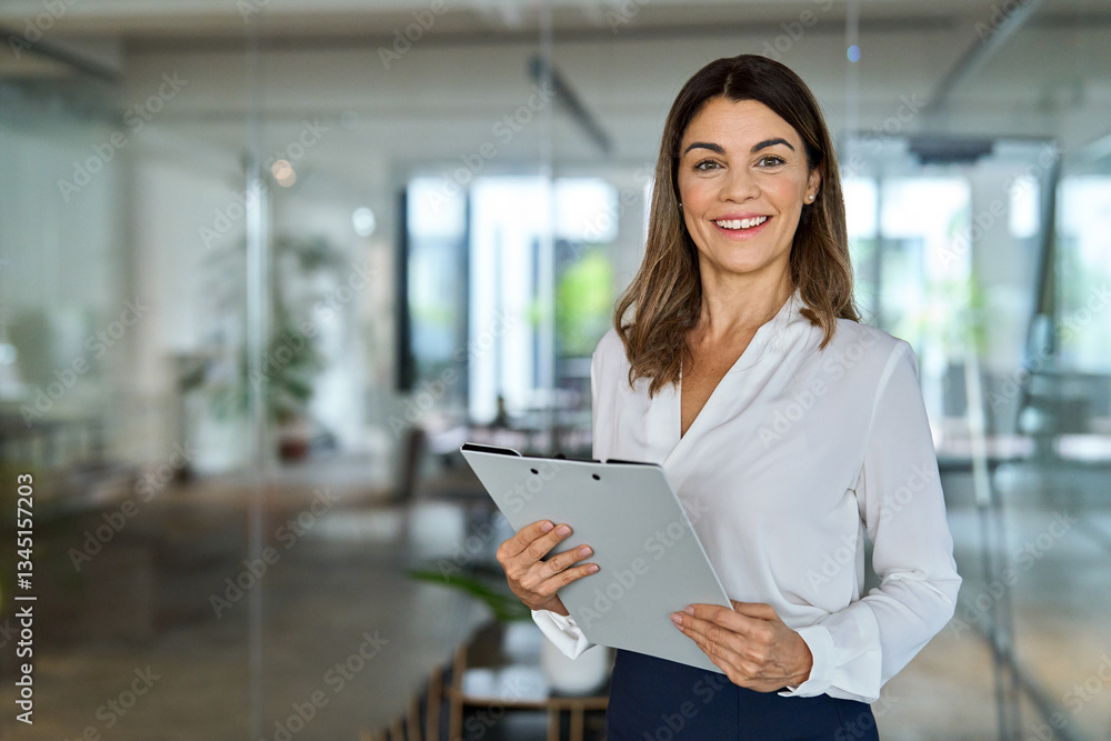 Happy 45 years old professional middle aged business woman corporate ...