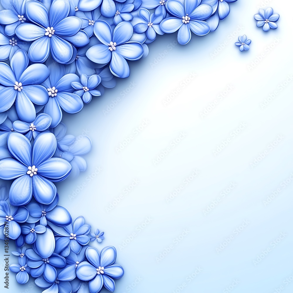 Blue Flower Corner Border for Soft Background. Stock Illustration ...