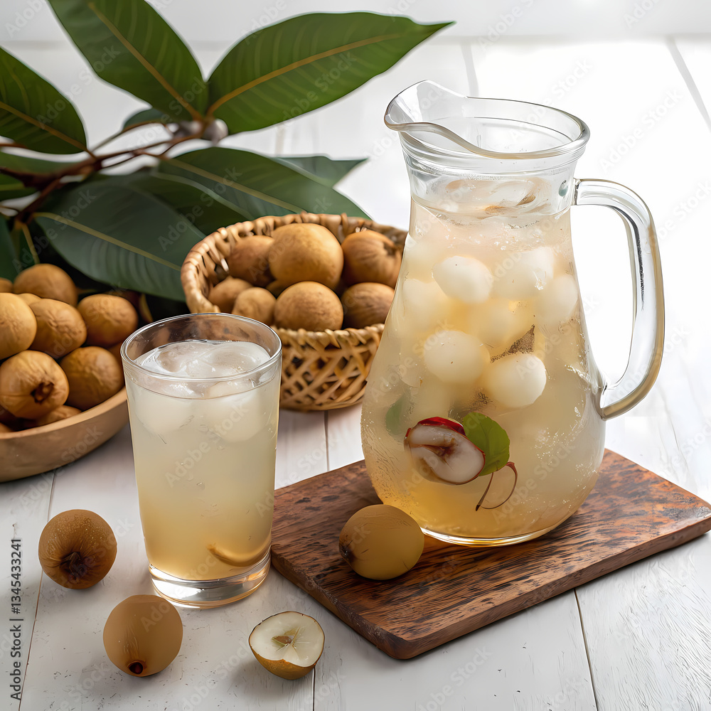 Natural fresh drink made from Longan (Dimocarpus longan), also known as ...