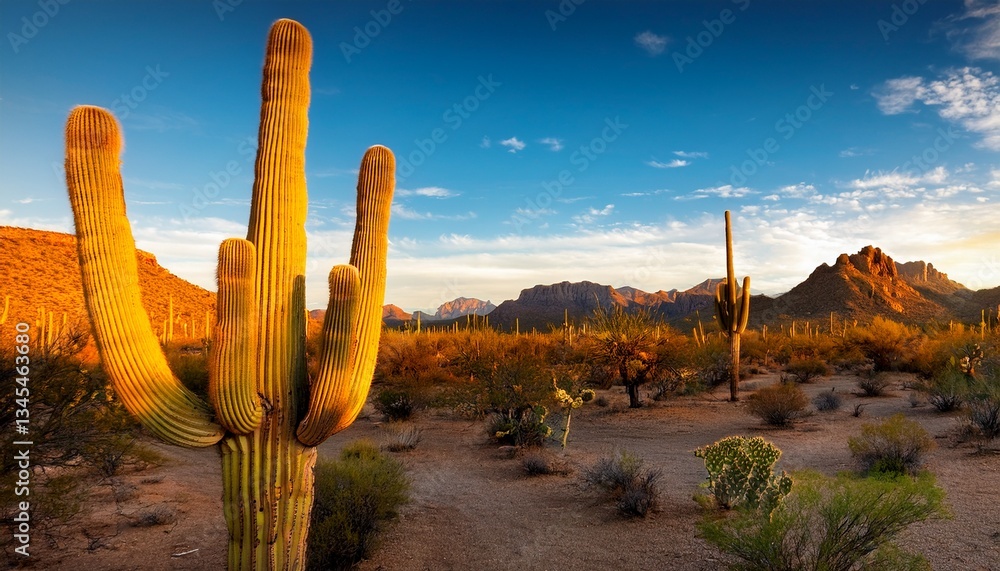 arizona desert with saguaro cactus and superstitious mountains near ...