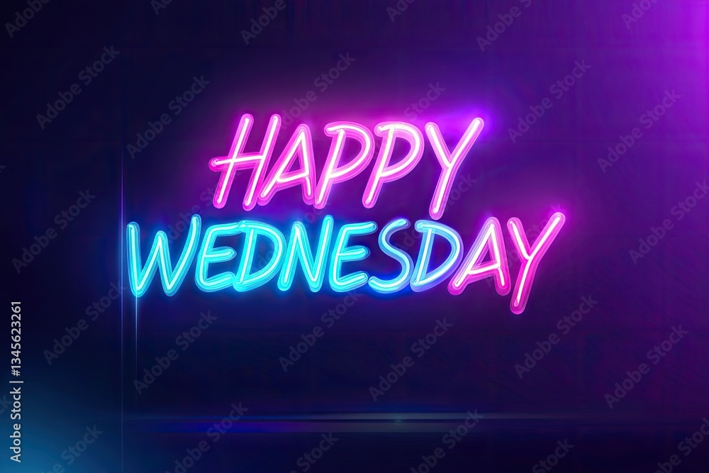 Neon Happy Wednesday sign. Stock Illustration | Adobe Stock