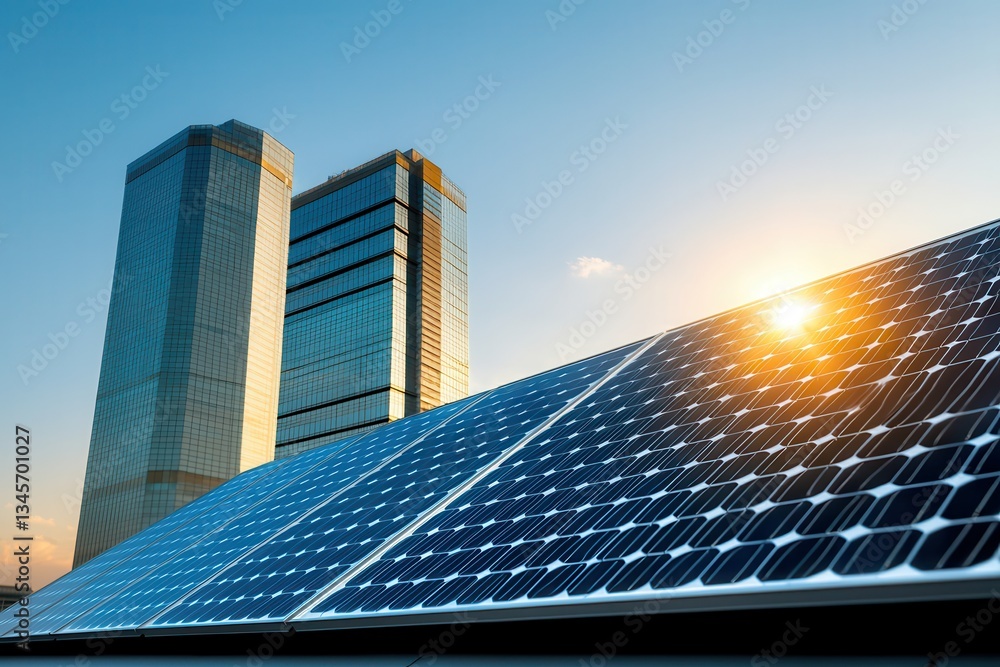 Climate change building design lighting solutions. Solar panels with ...