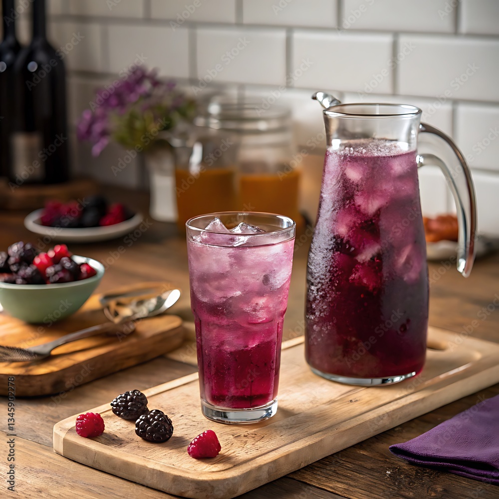 Berry-Infused Drink, Perfectly the Sweetness of Blackberries and Raspberries Jugo de agua de ...
