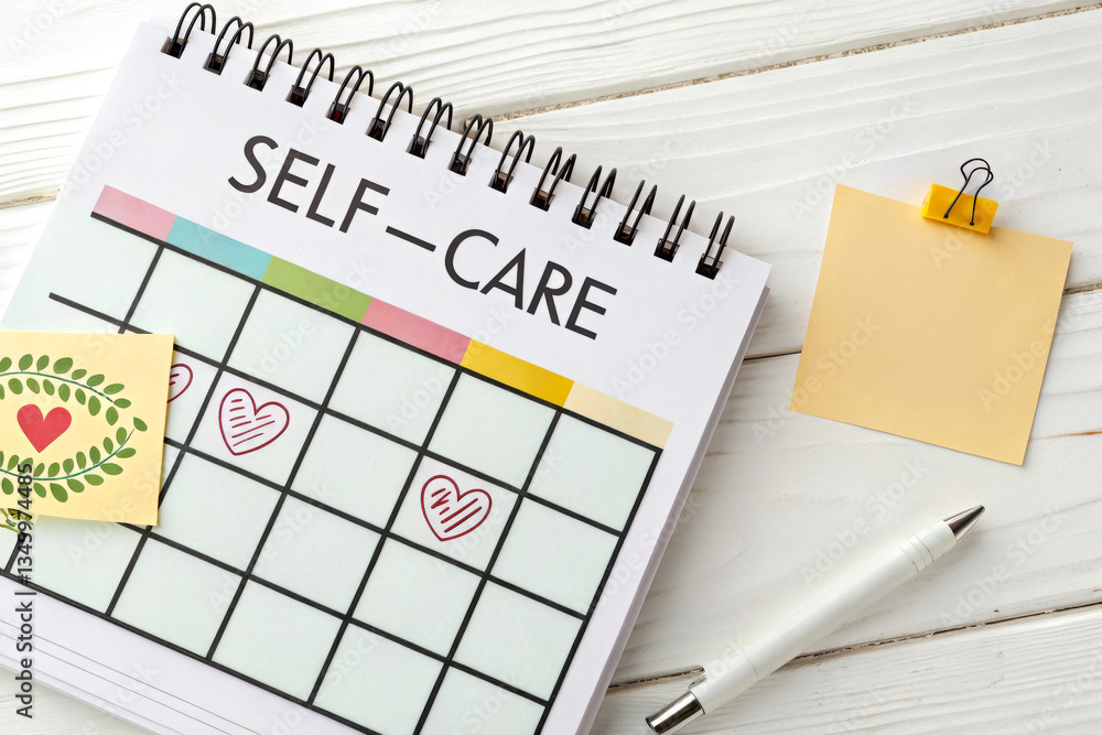A visual representation of a self-care calendar with a few heart ...