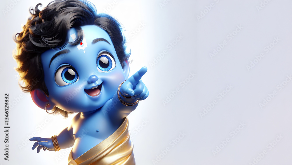 Ram Navami festival,banner, the baby ram is pointing his finger,3d ...