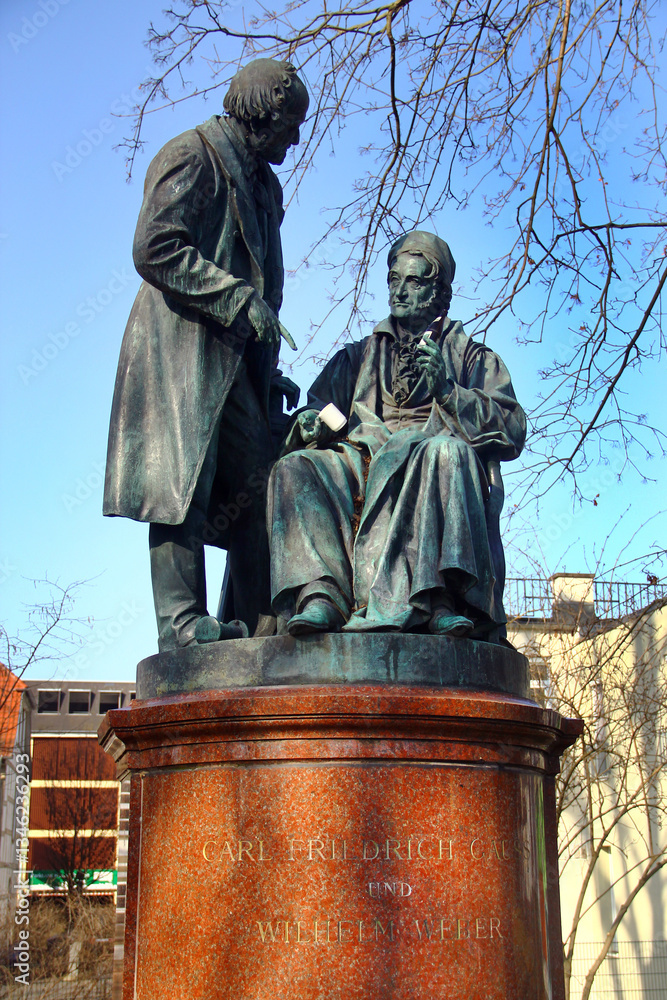 Goettingen, Germany - March 9, 2025: The Gauss-Weber Monument depicts ...