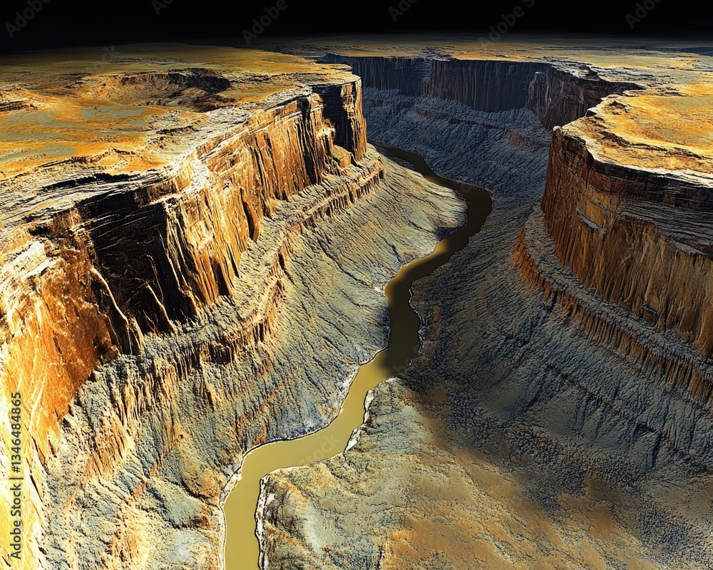 Digital Elevation Model: A Geologic Infused Canyon Map Showing Erosion ...