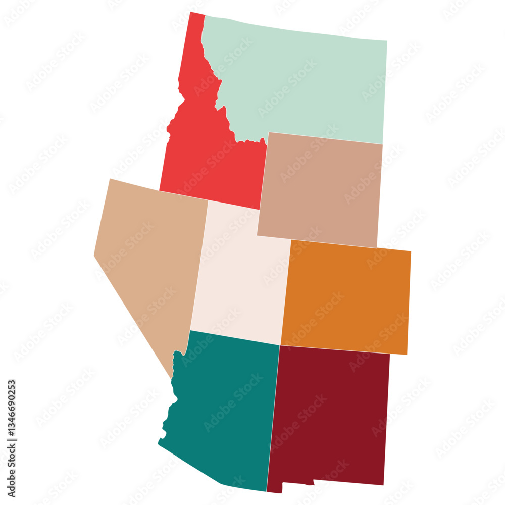 USA states Rocky Mountain regions map. Regions of the United States of ...