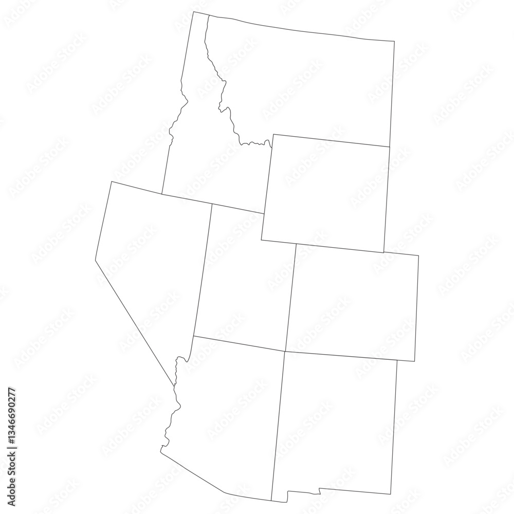 USA states Rocky Mountain regions map. Regions of the United States of ...