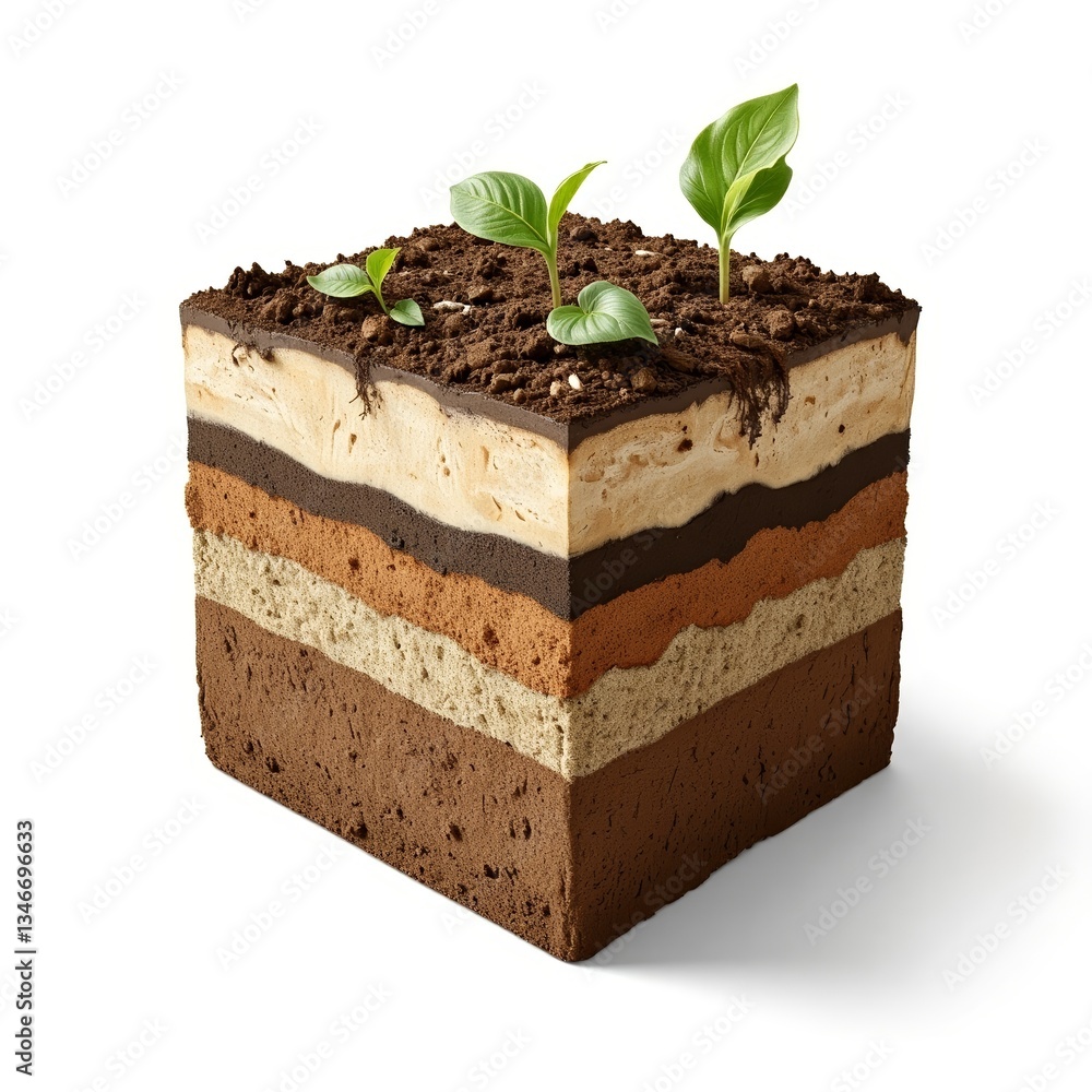 3D Soil Profile Visualization, Detailed Garden Cutaway, Soil Horizons ...