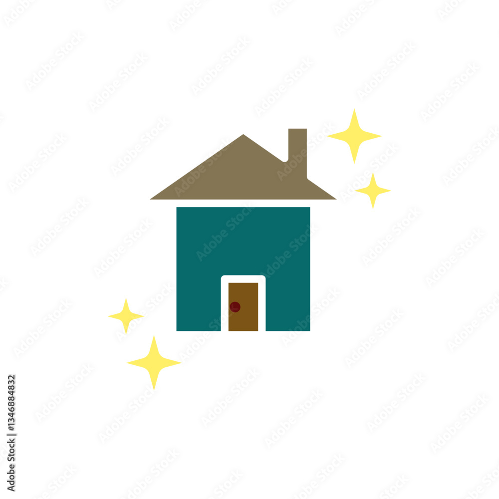 clean house icon, simple flat style, illustration, logo sign symbol ...