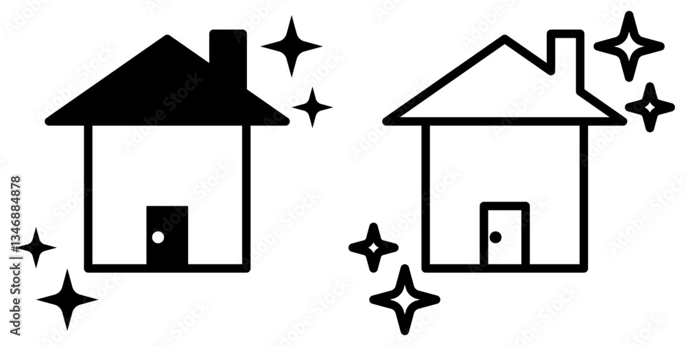 clean house icon, simple flat style, illustration, logo sign symbol ...