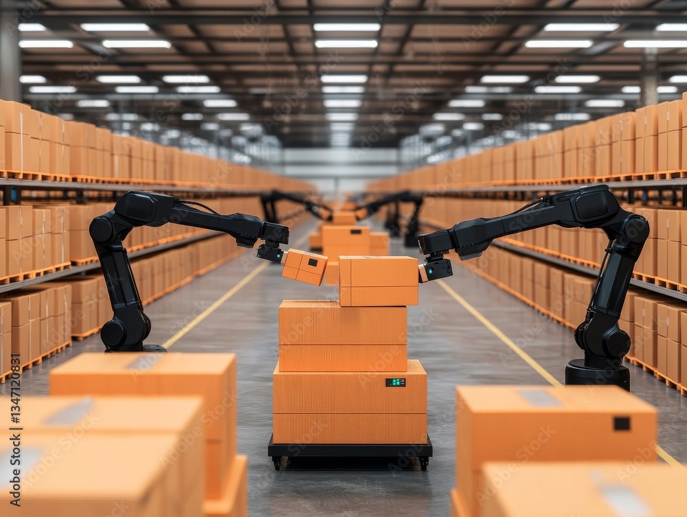Automated Warehouse Robotics Enhancing Efficiency Modern Logistics Hub ...