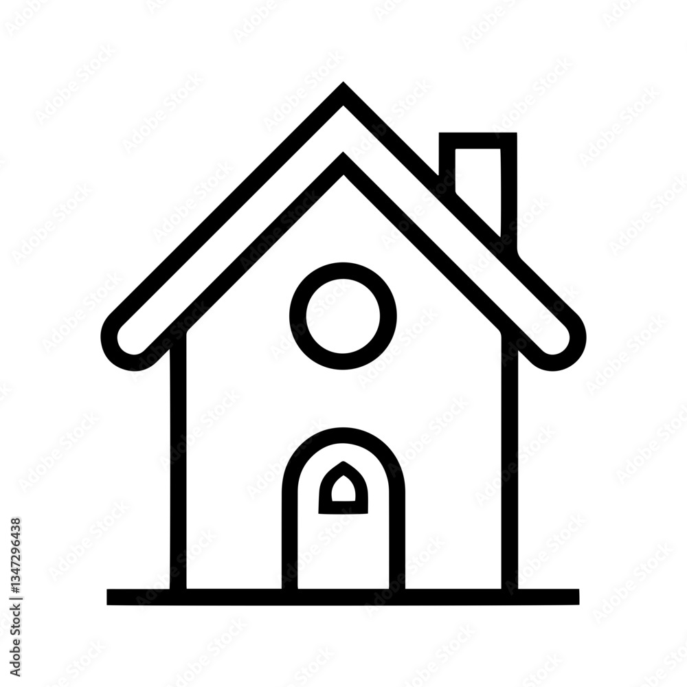 Simple house icon with roof and door, minimalist design representing ...
