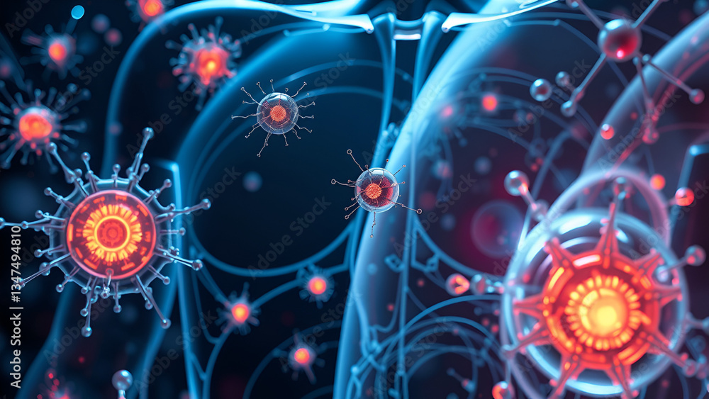 Futuristic Virus Infection in Human Body, 3D Illustration of ...