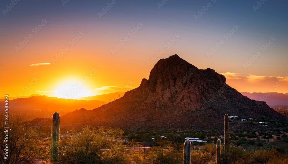 camelback mountain in phoenix arizona with sunset Stock Photo | Adobe Stock