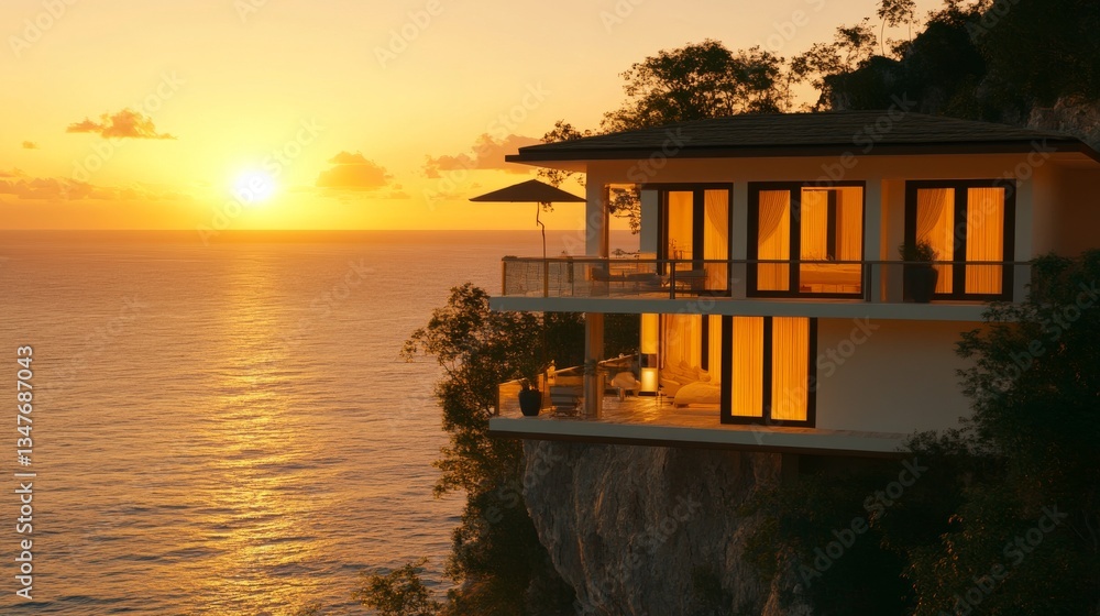 Overlooking the ocean and a dramatic cliffscape, this modern cliffside ...