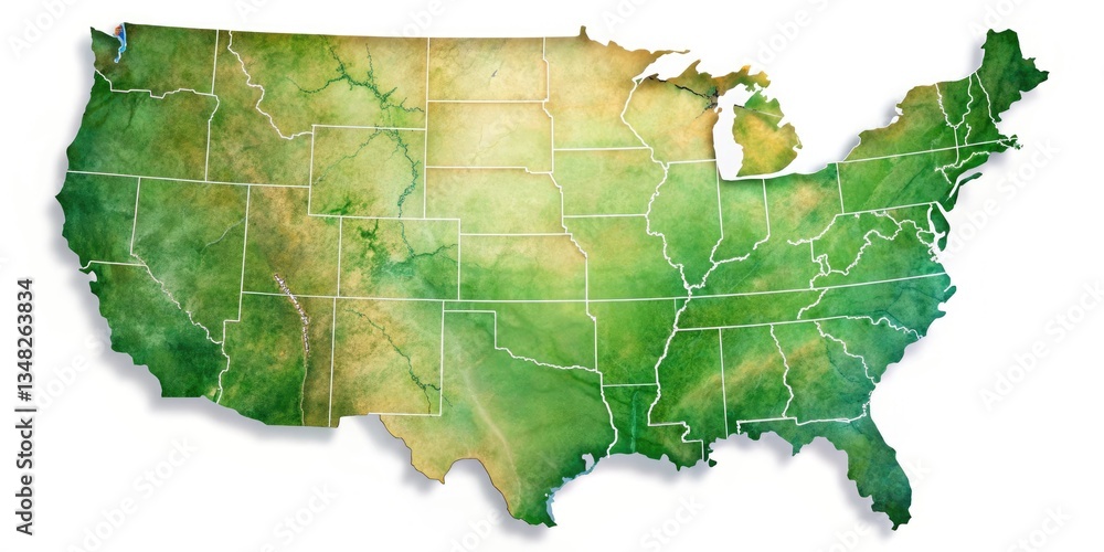 Illustration Stock Iowa State Map, USA Map, Isolated State Map, US ...