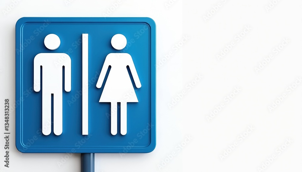 Blue restroom sign with male and female figures. Indicating public ...