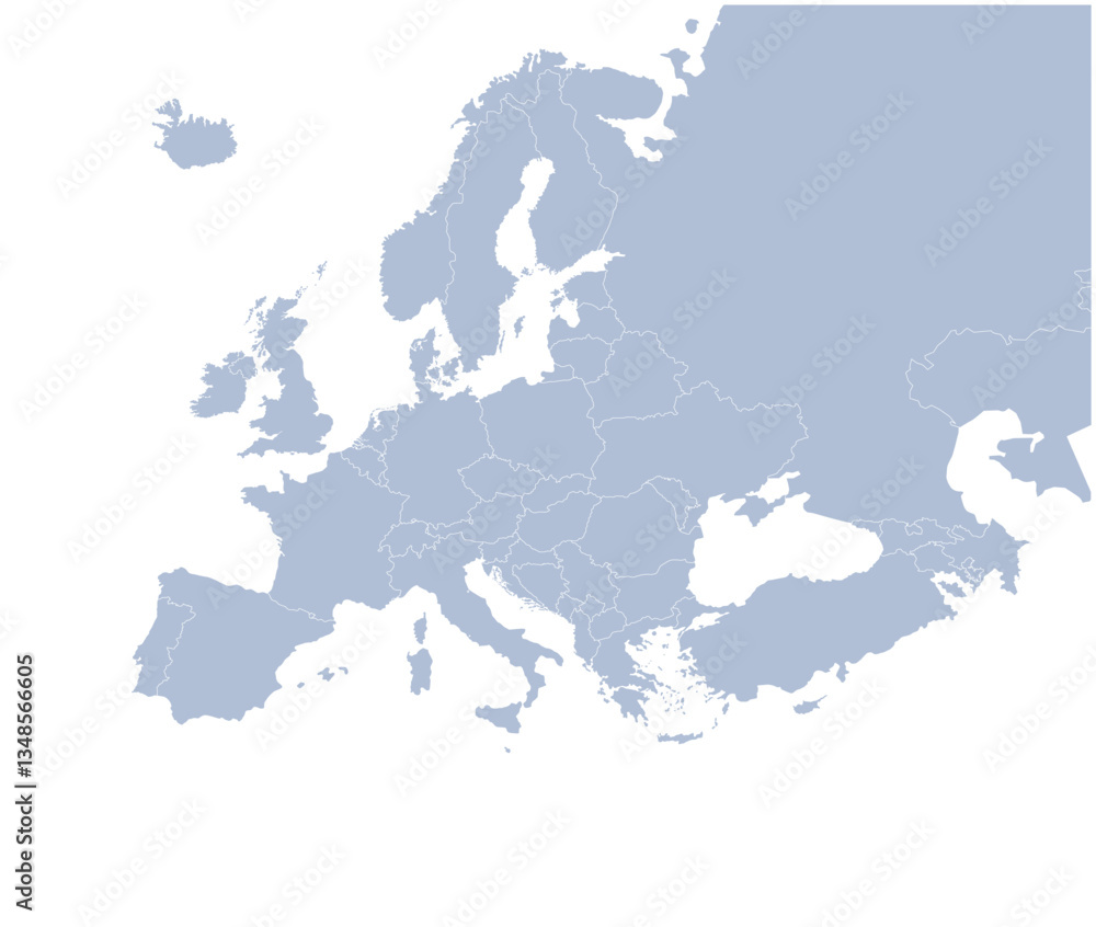 Europe vector map isolated on white background. Europe map with country ...